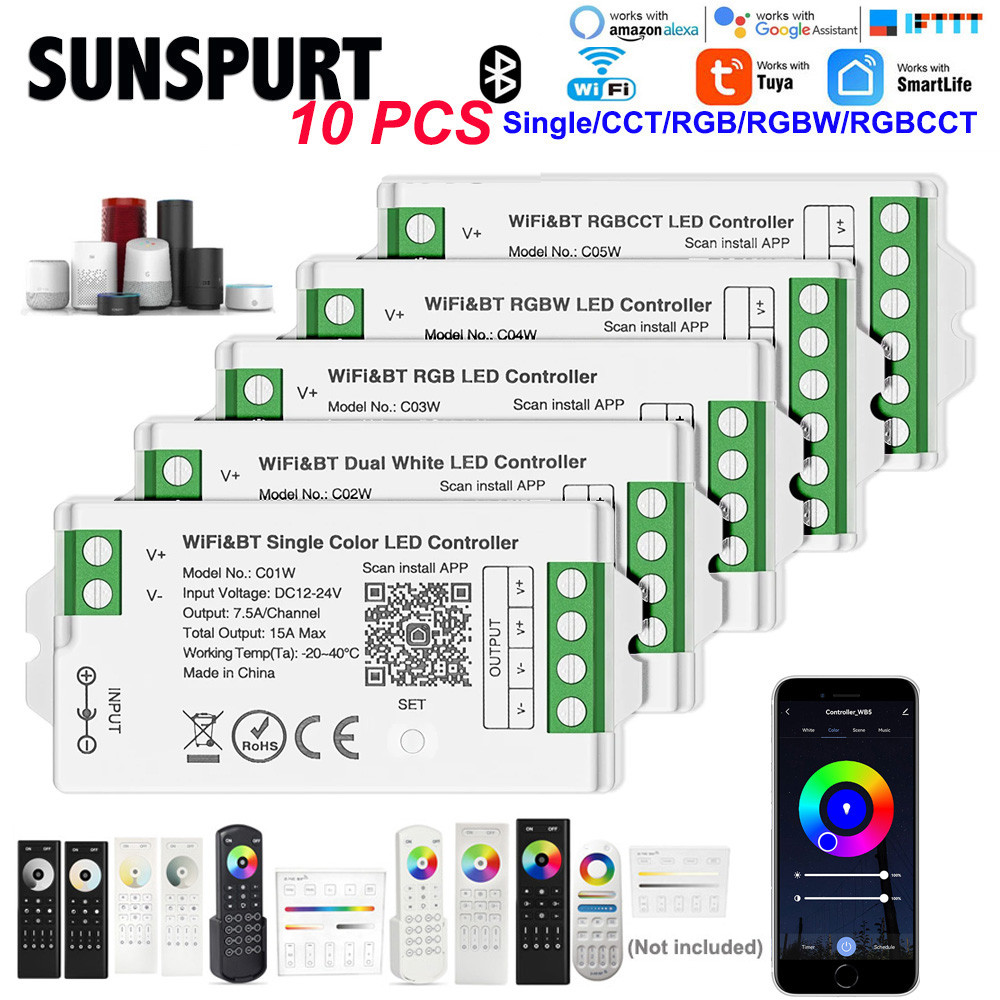 Jual 1-10PC Smart LED Controller Tuya WiFi Alexa Google 2.4GHz RF 4/8 ...