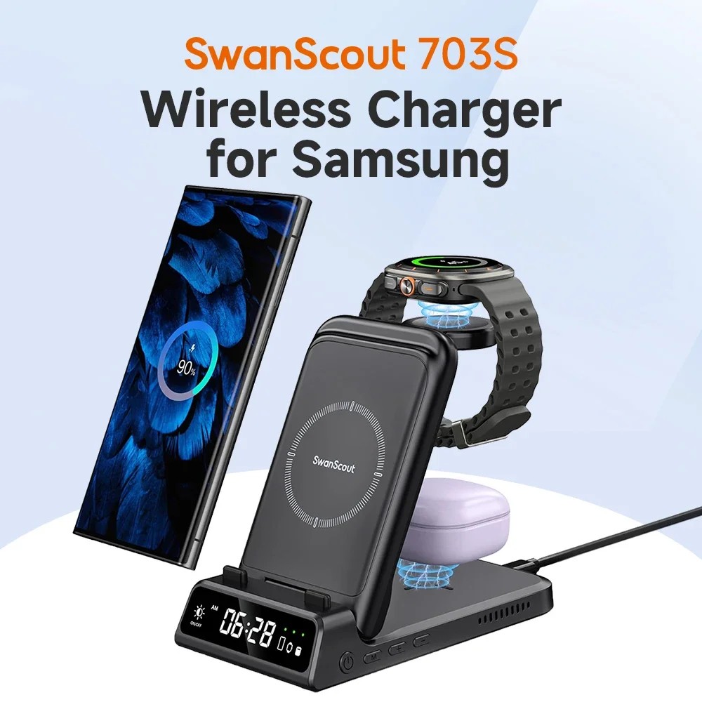 Jual SwanScout 703S Wireless Charger for Samsung S25 Ultra S24 Z Fold 7 ...