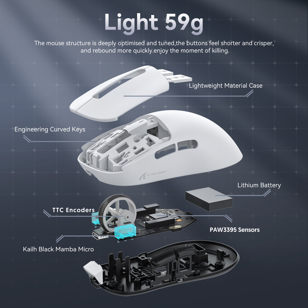 Jual ATTACK SHARK X3/X3PRO Wireless Gaming Mouse, 26K DPI, Tri-Mode ...