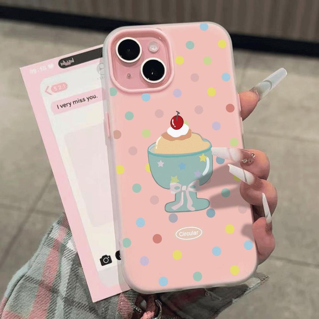 Jual Pink Blue Jelly Color 2 In 1 Case Es Krim Girl Dot Aesthetic ...