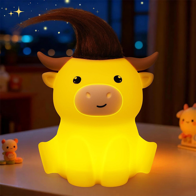 Jual Highland Cow Night Light, Squishy Silicone Lamp. Rechargeable ...