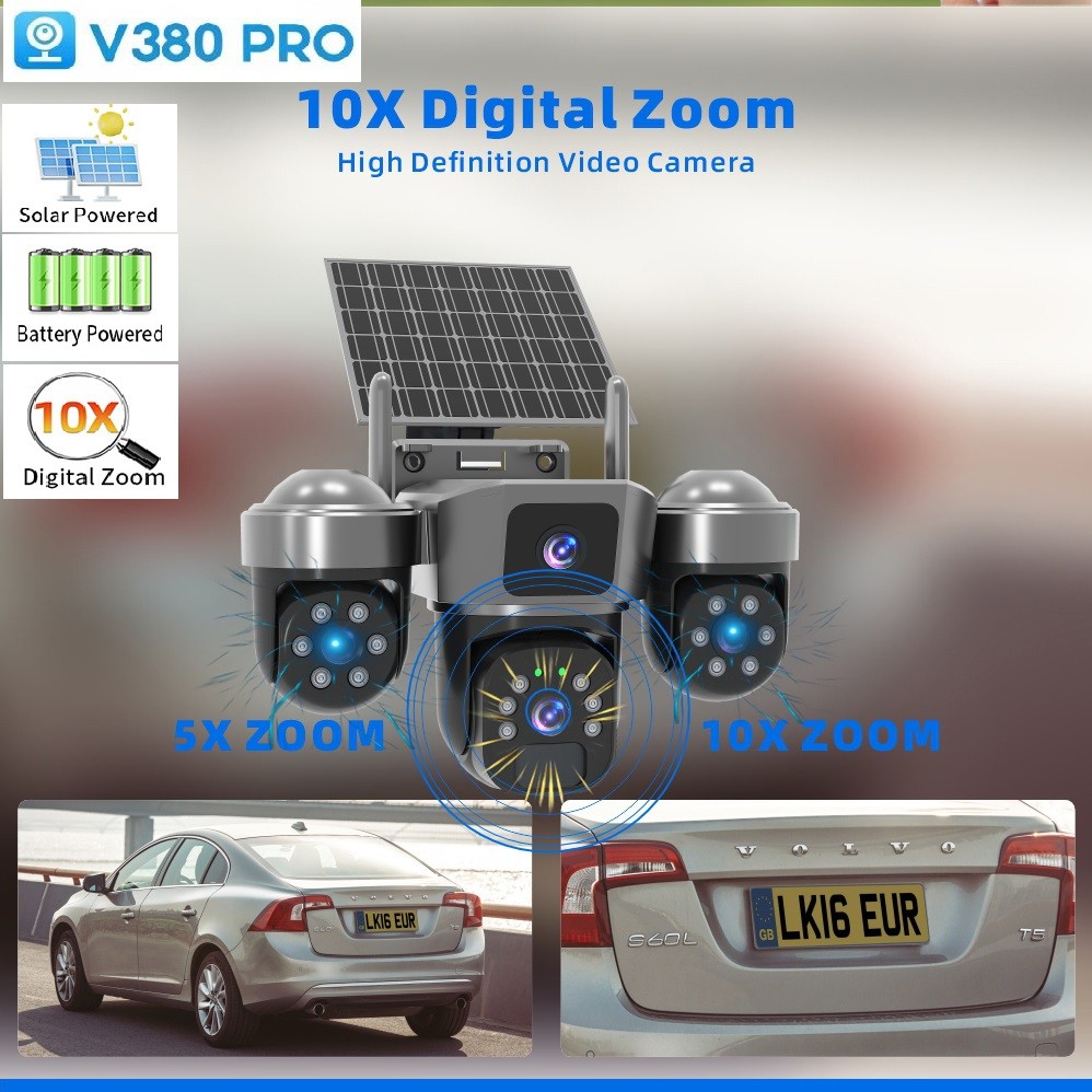 Jual V380PRO 15MP 3 Lens WiFi Solar Camera Outdoor Waterproof CCTV ...