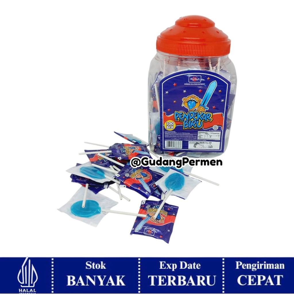 Jual Bronson Pendekar Biru Toples isi 100 / Permen Pedang Biru Jadul ...