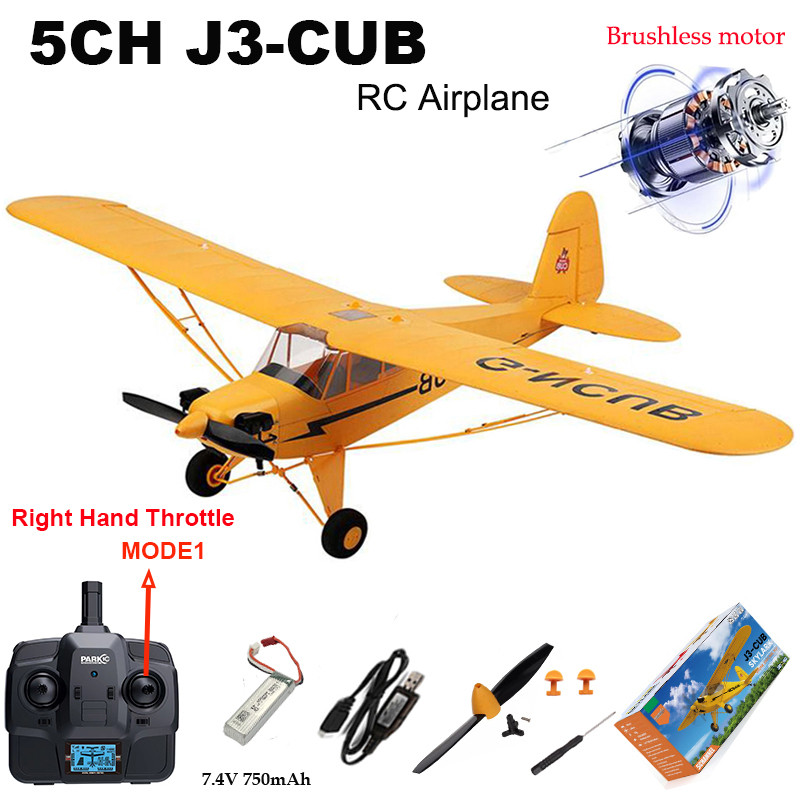 Jual New J3-CUB RC Airplane 5CH 2.4G Remote Control Mode1 (Right Hand ...