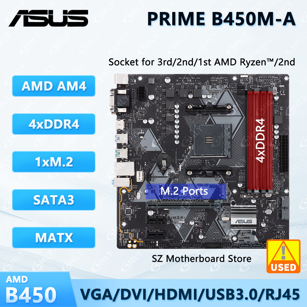 Jual PRIME B450M-A Motherboard AMD B450 AM4 Socket Support Ryzen 5 ...