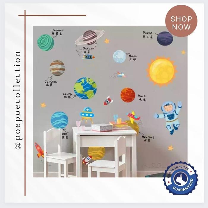 Jual Stiker Dinding Planet Antariksa Astronot Space Wall Sticker Anak ...
