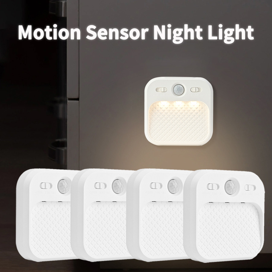 Jual 1-4 Pack Motion Sensor LED Night Light Rechargeable Stick-on ...