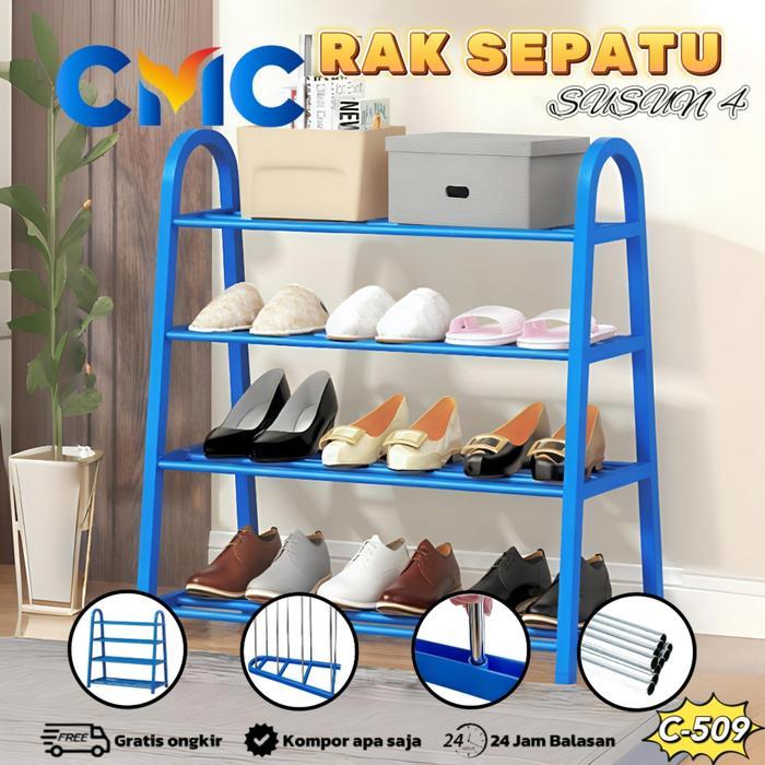 Jual CMC[C-509]Rak Tempat Sepatu Sandal Sendal Susun 4 Besi + Plastik ...