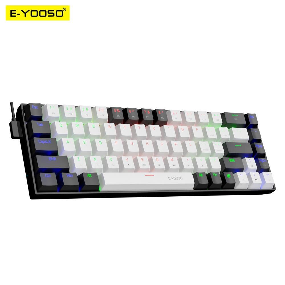 Jual E-YOOSO Z686 USB Mini Slim Mechanical Gaming Wired Keyboard Red ...