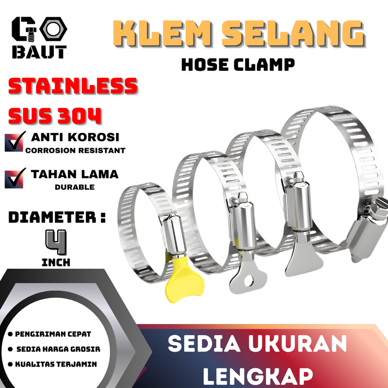 Jual SUS 304 Hose Clamps / Klem Selang Plat / Klem Pipa, Gas (Stainless ...
