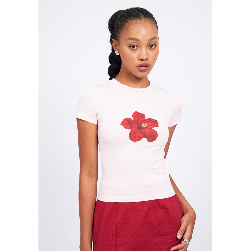 Jual COLORBOX Graphic Short Sleeve Fitted T-Shirt Lt. Pink | Shopee ...