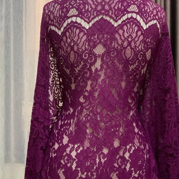 Jual KAIN BROKAT PREMIUM SEMI PRANCIS CORD L PANEL KAIN KEBAYA UNGU ...