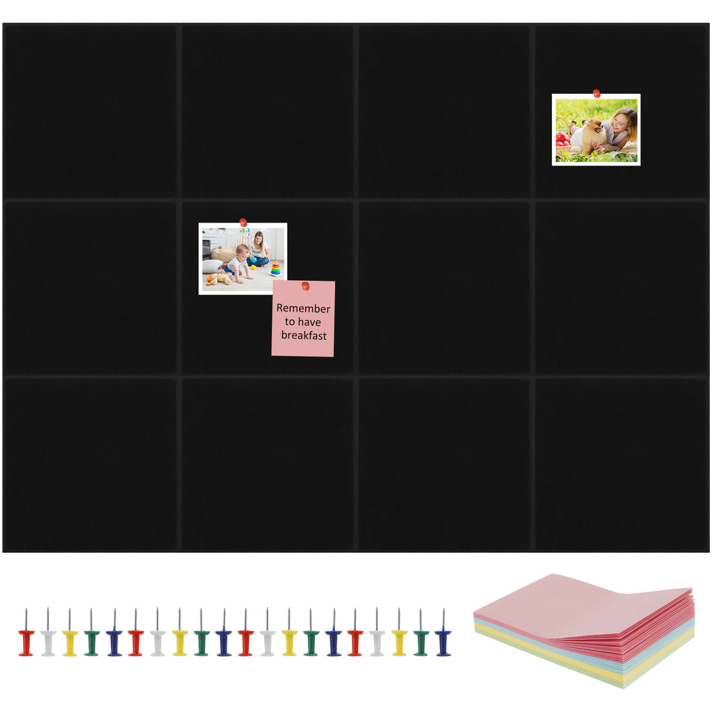 Jual 12Pcs Felt Wall Tiles Anti Slip With Pin Board Adhesive Label ...