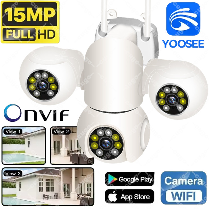 Jual 8K 15MP HD Three Screen WIFI IP Camera PTZ Three Lens Ai Detection ...
