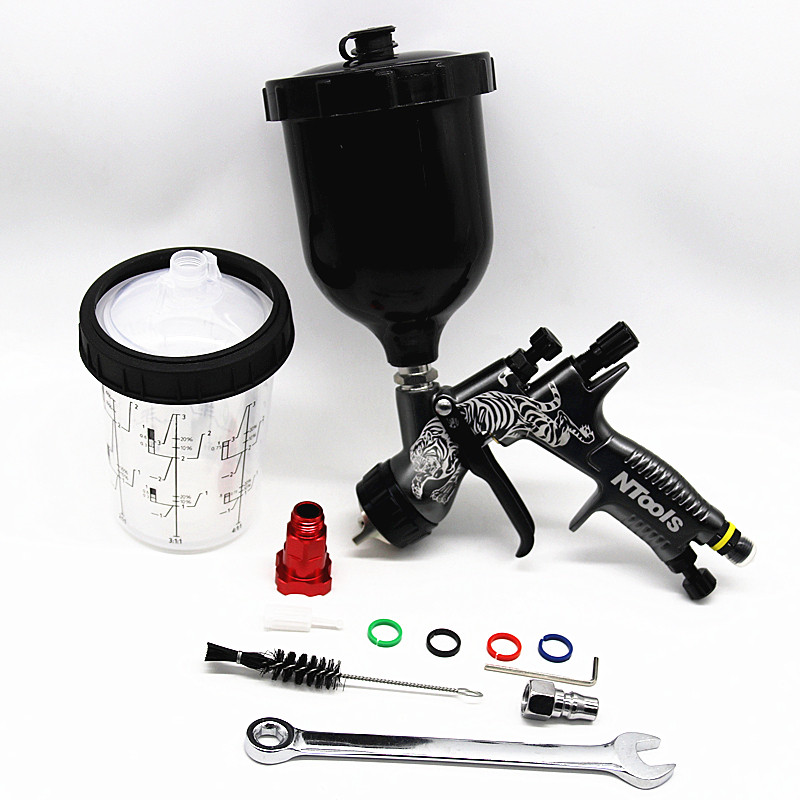 Jual 1.3/1.8mm Spray Gun With 400CC Mix Tank And Adpater Car Paint Gun ...