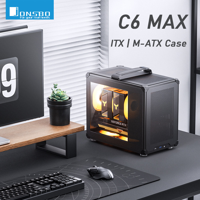 Jual Jonsbo C6 Max Handle Case ITX M-ATX Side transparent Chassis ATX ...