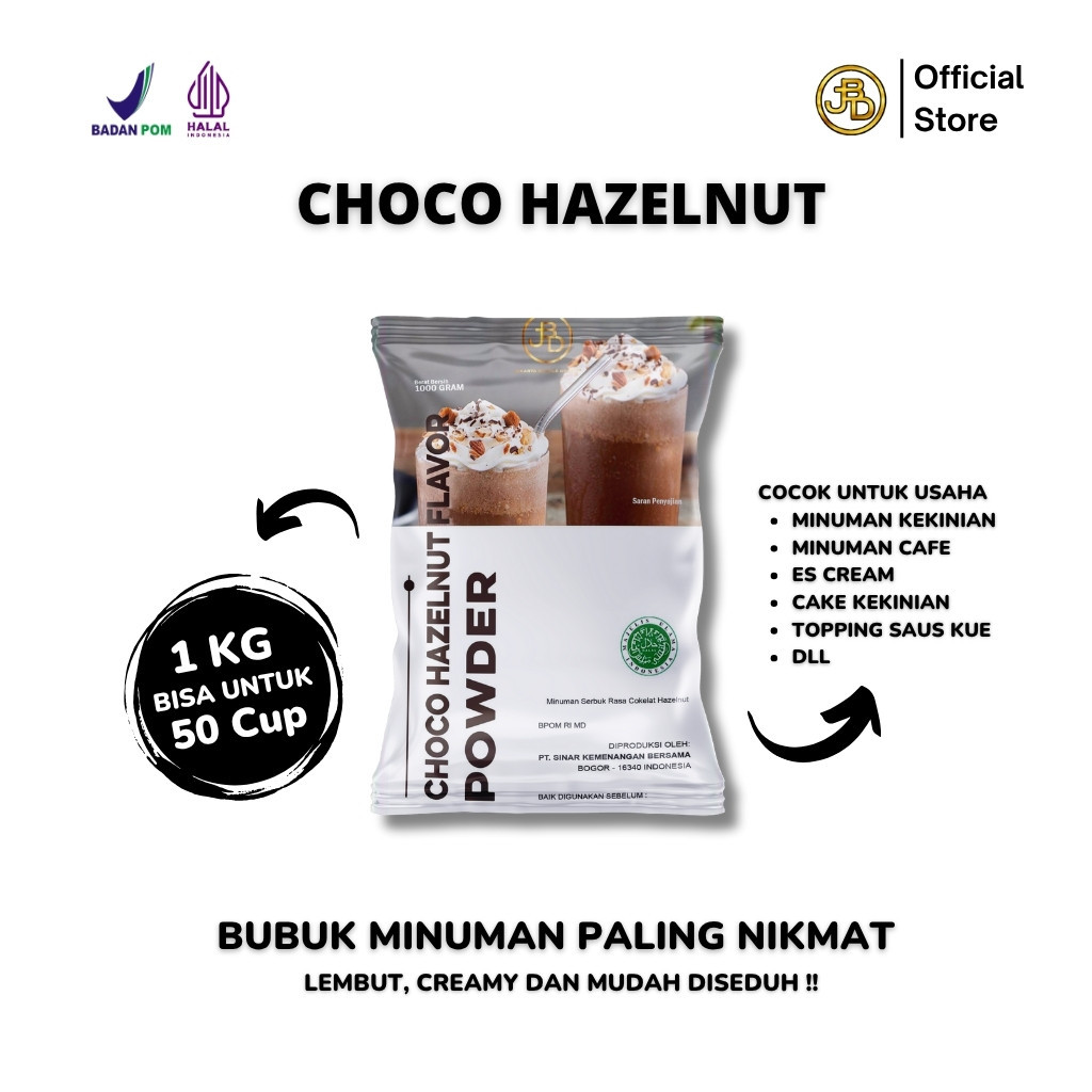 Jual JBD - Choco Hazelnut / Cokelat Hazelnut / Bubuk Minuman Cokelat ...