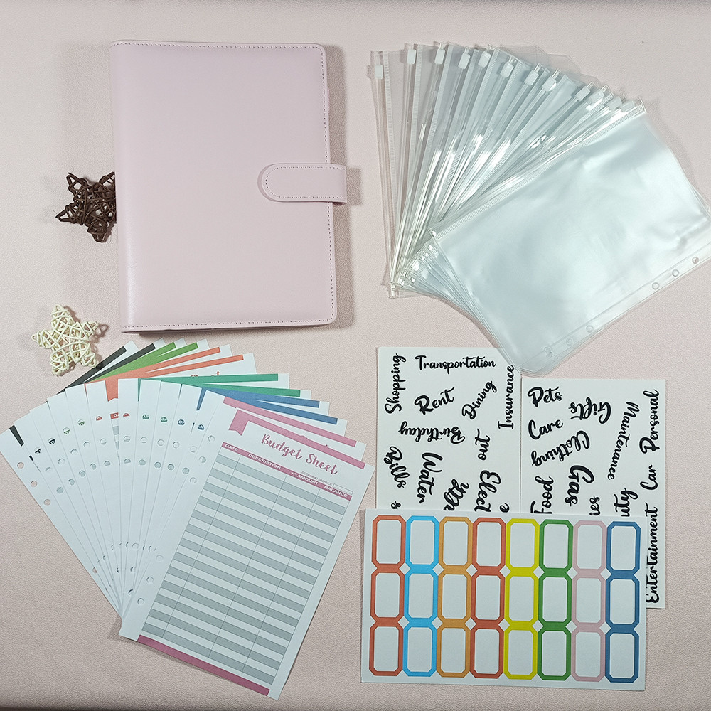 Jual A5 6 PU Leather Notebook Binder Budget Planner Organizer 6 Ring ...