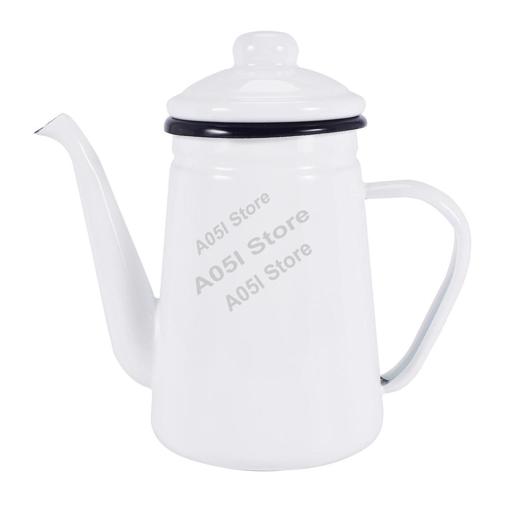 Jual 1.1L High-Grade Enamel Coffee Pot Pour Over Milk Water Jug Pitcher ...