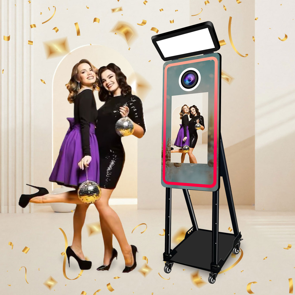 Jual New 21.5 Inch Touch Screen Magic Mirror Photo Booth with Wheels ...