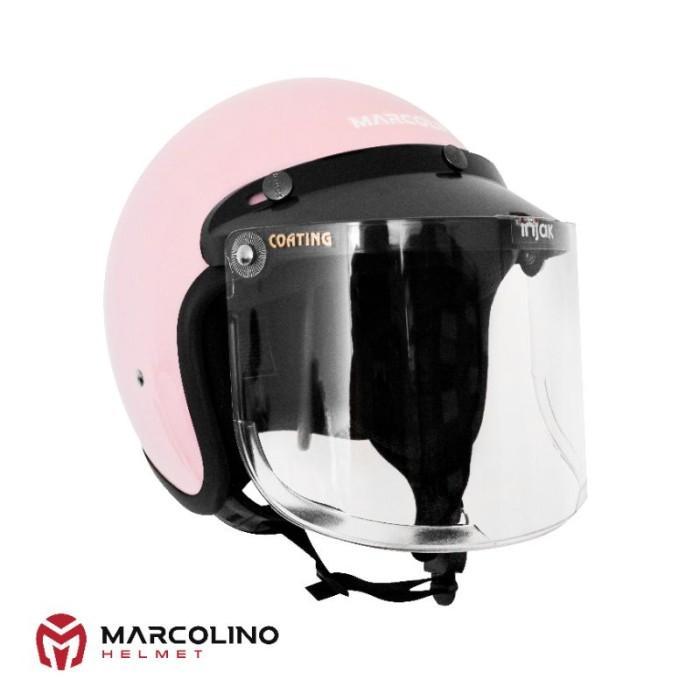 Jual HELM BOGO RETRO MARCOLINO PASTEL PINK SNI FLAT VISOR BY JMC HELMET ...