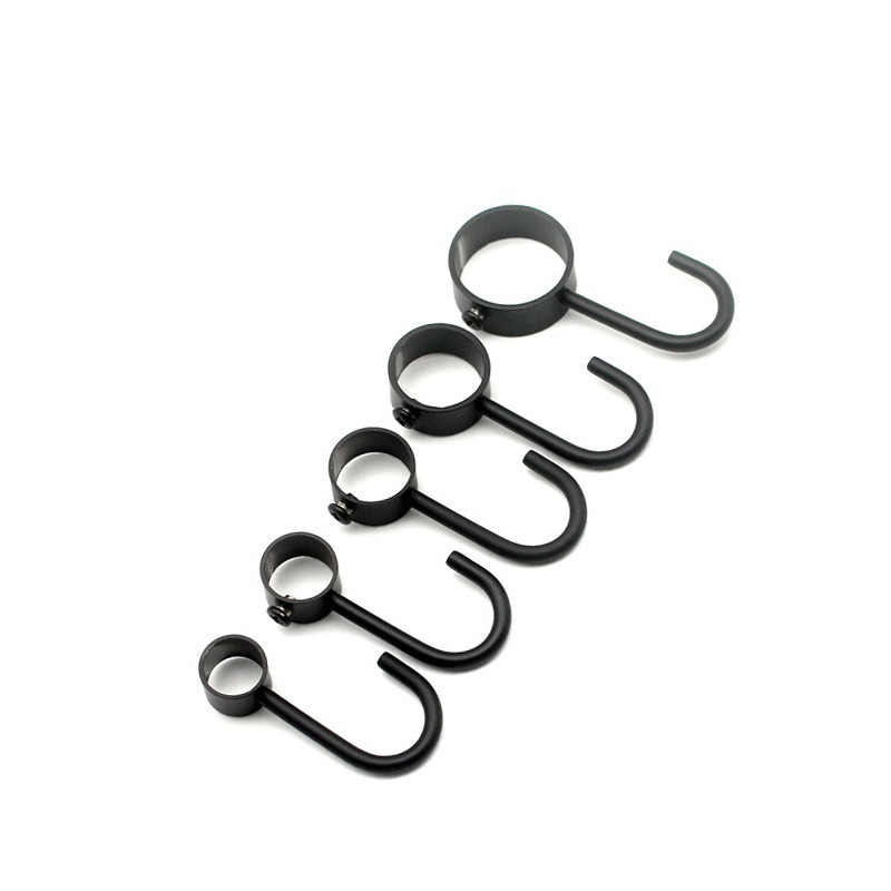 Jual 2pcs Black Tube Rod Hooks Stainless Steel Round Hole Hangers 16mm ...
