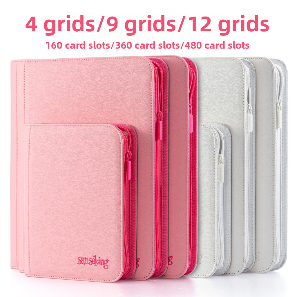 Jual Premium Zipper 4/9/12 Pocket PU Card Binder - Aesthetic Pink ...