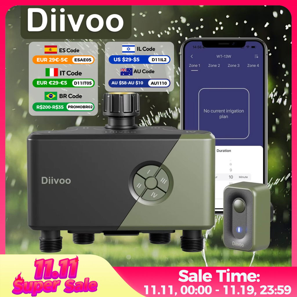 Jual Diivoo Garden Water Timer 4 Zones Smart WiFi Sprinkler Automatic ...