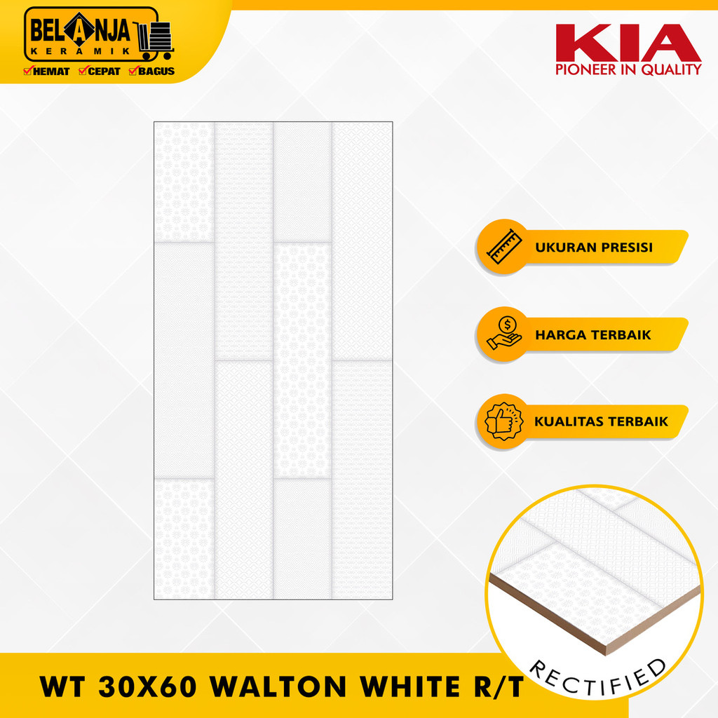 Jual KIA Keramik Dinding 30X60 WALTON WHITE R/T KW1 | Shopee Indonesia