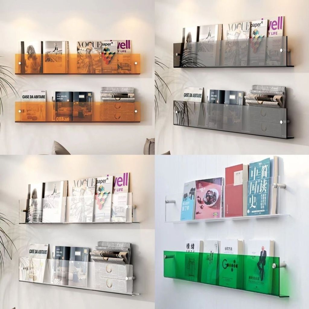Jual 40-120CM Acrylic Brochure Holder Wall Mount Magazine Rack Pamphlet ...