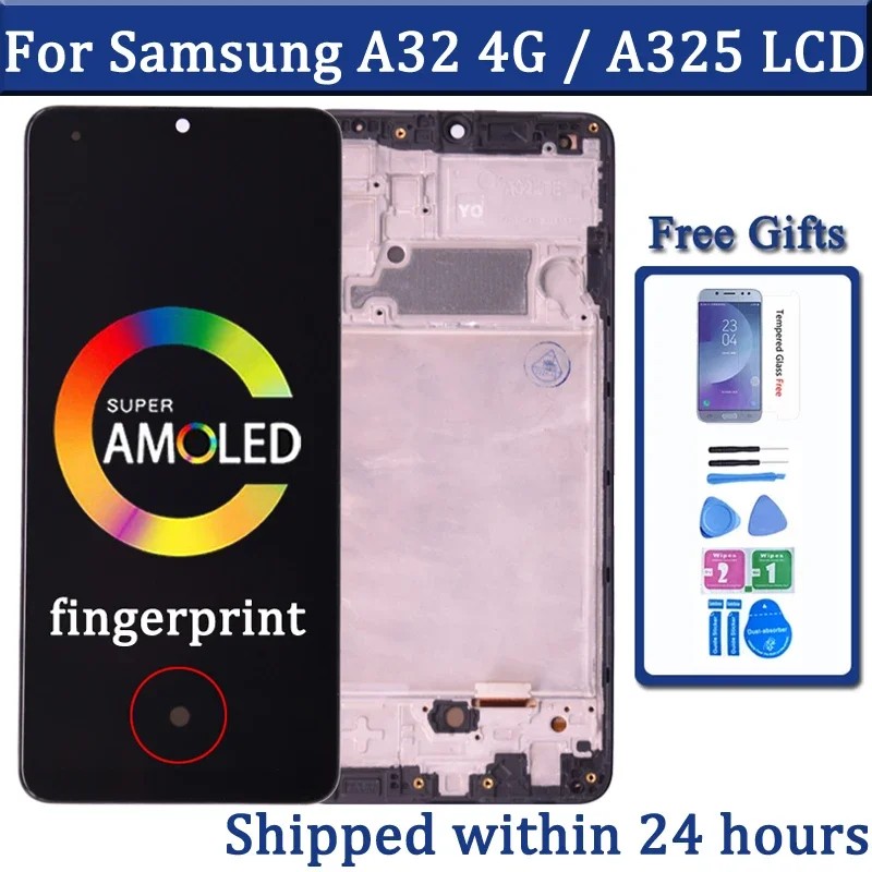 Jual Super AMOLED For Samsung A32 4G LCD For Samsung A325 A325F SM-A325F/DS LCD Display Frame ...