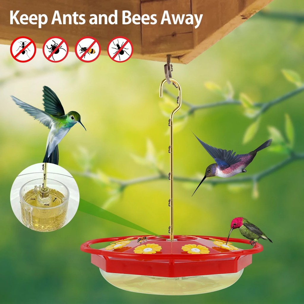Jual Hummingbird Feeder with 8 Feeding Hanging Bird Feeder Ant and Bee ...