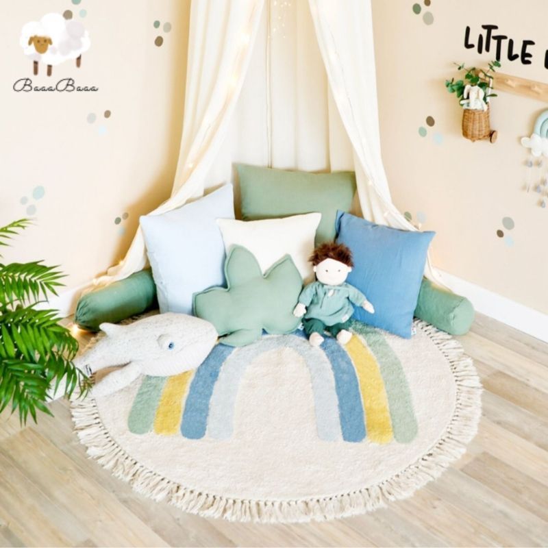 Jual Rainbow Fluffy Carpet For Living Room With Tasselsl White Hairy ...