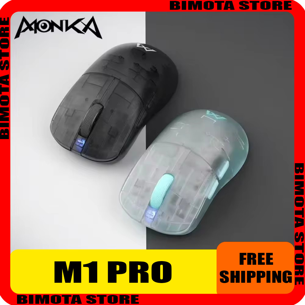 Jual Monka M1 Pro 4k Wireless Mouse Paw3395 Three Mode Light Weight ...