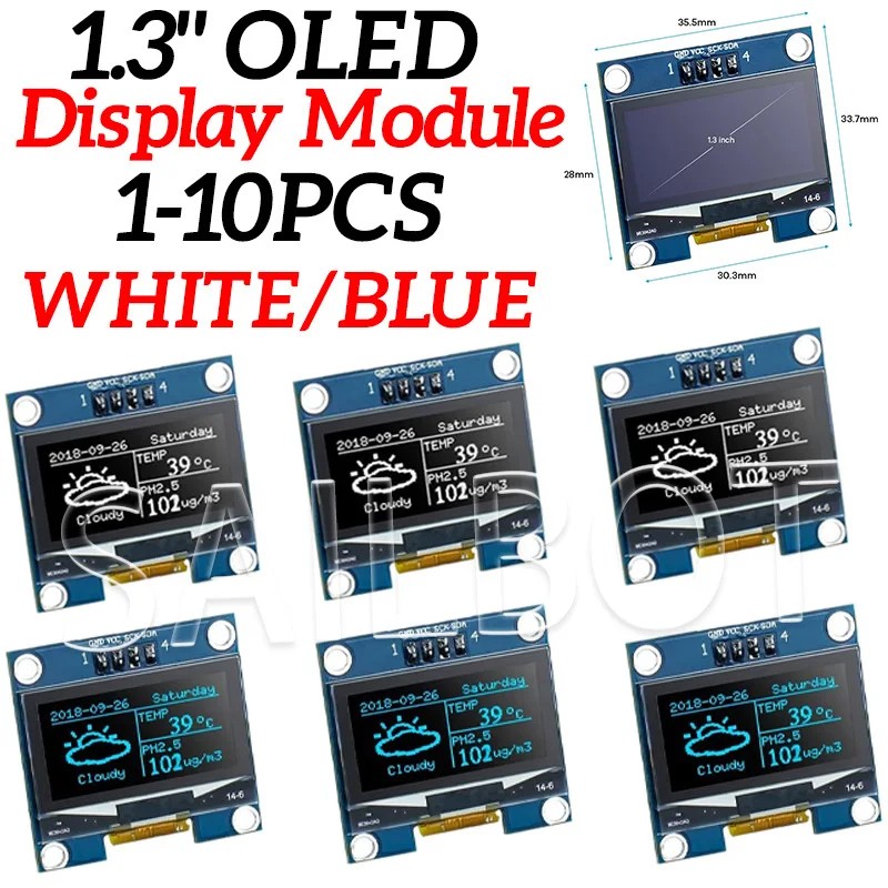 Jual 1-10PCS 1.3" OLED Display Module White/Blue Color Drive Chip ...