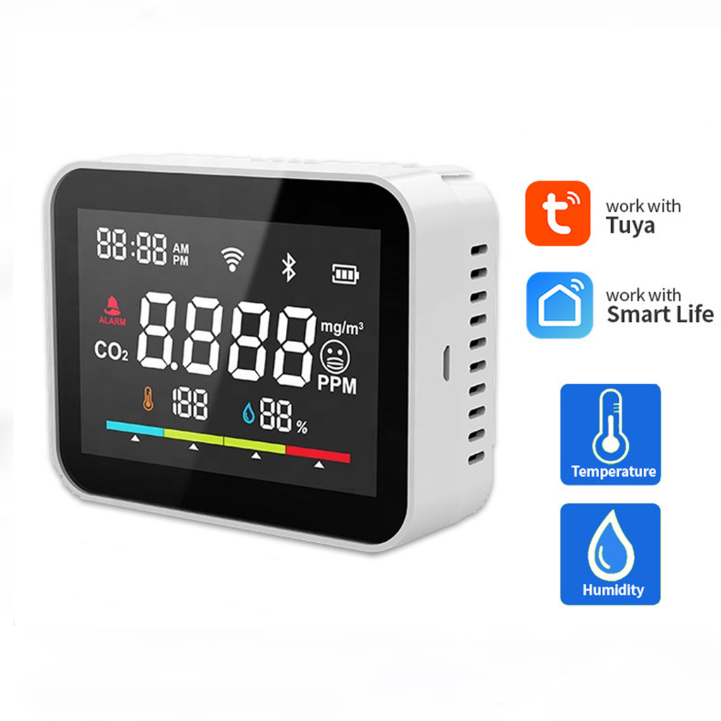 Jual Tuya Wi-Fi Smart CO2 Meter Box Accurate Real Time Indoor Smoke ...