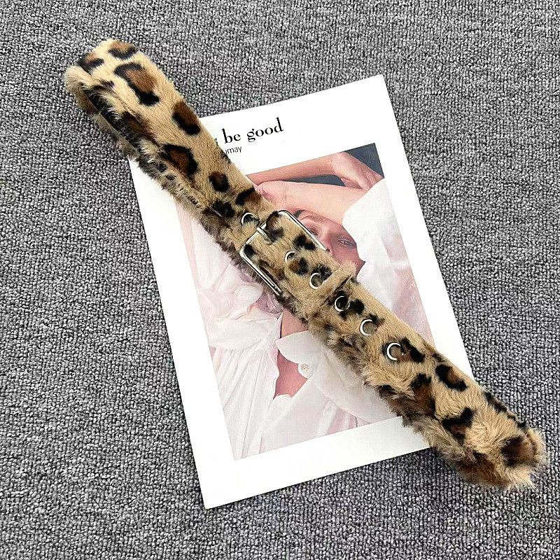 Jual Y2k pink fur Leopard Print Belts Women Vintage Design Zebra Print ...