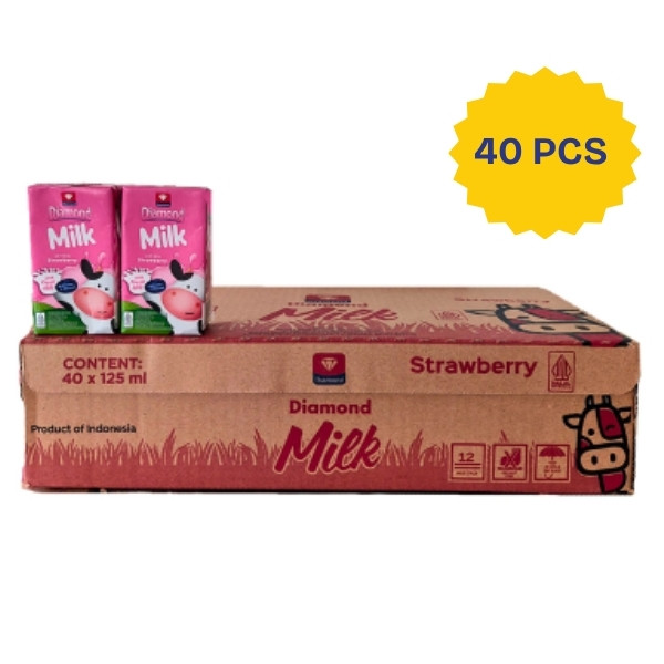 Jual DIAMOND MILK UHT STRAWBERRY 40 X 125 ML KARTON | Shopee Indonesia