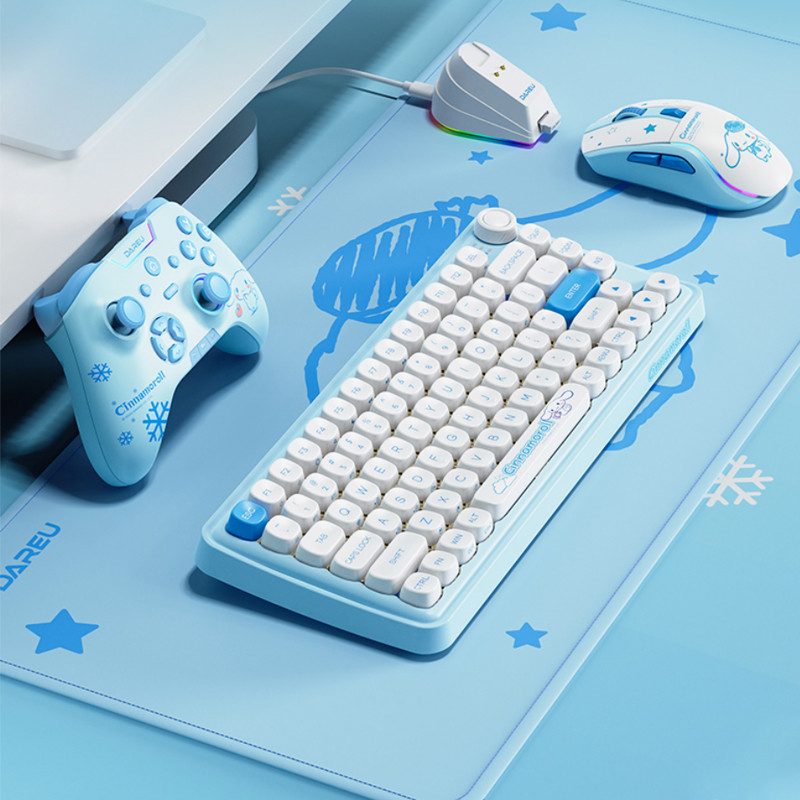 Jual Sanrio Cinnamoroll Kawaii Mechanical Keyboard Bluetooth 2000mah 82 ...