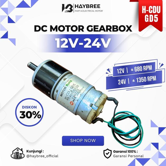 Jual Dinamo DC Motor Gearbox 12V-24V Model H-CDU GD5 680Rpm - 1350Rpm ...