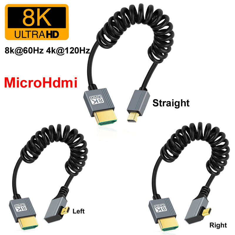 Jual 1M Spring 8K@60HZ 4k@120hz 2.1 MicroHdmi Micro HDMI Cable Straight ...