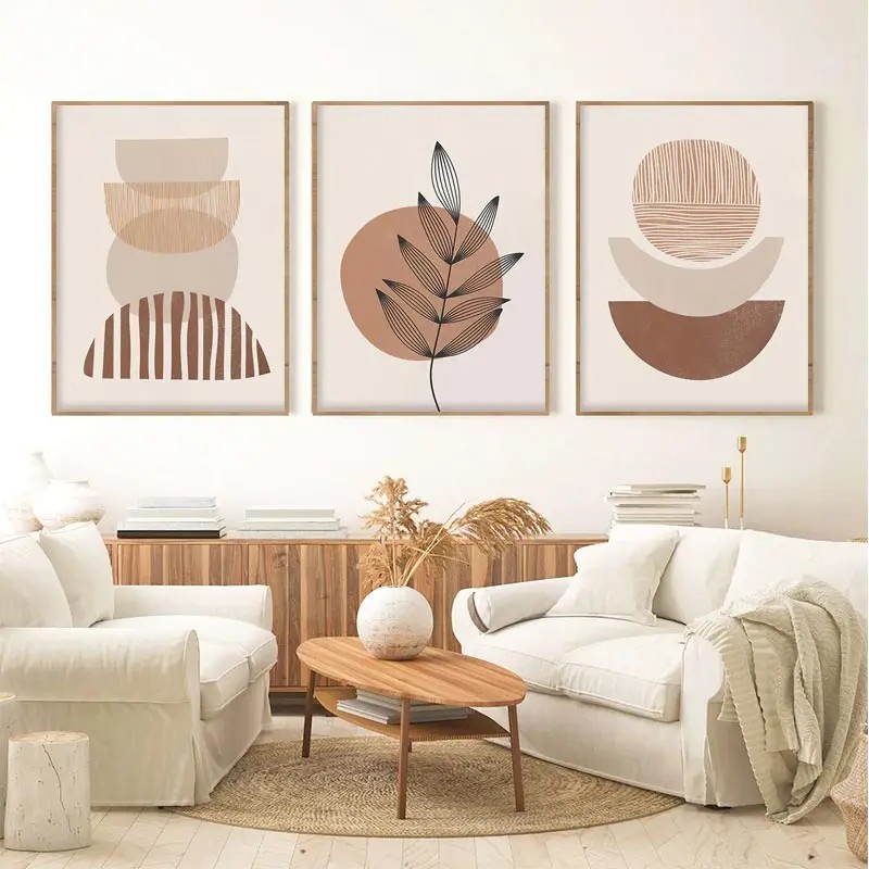 Jual 3pcs Abstract Boho Minimalist Artwork Canvas Painting Mid-Century ...