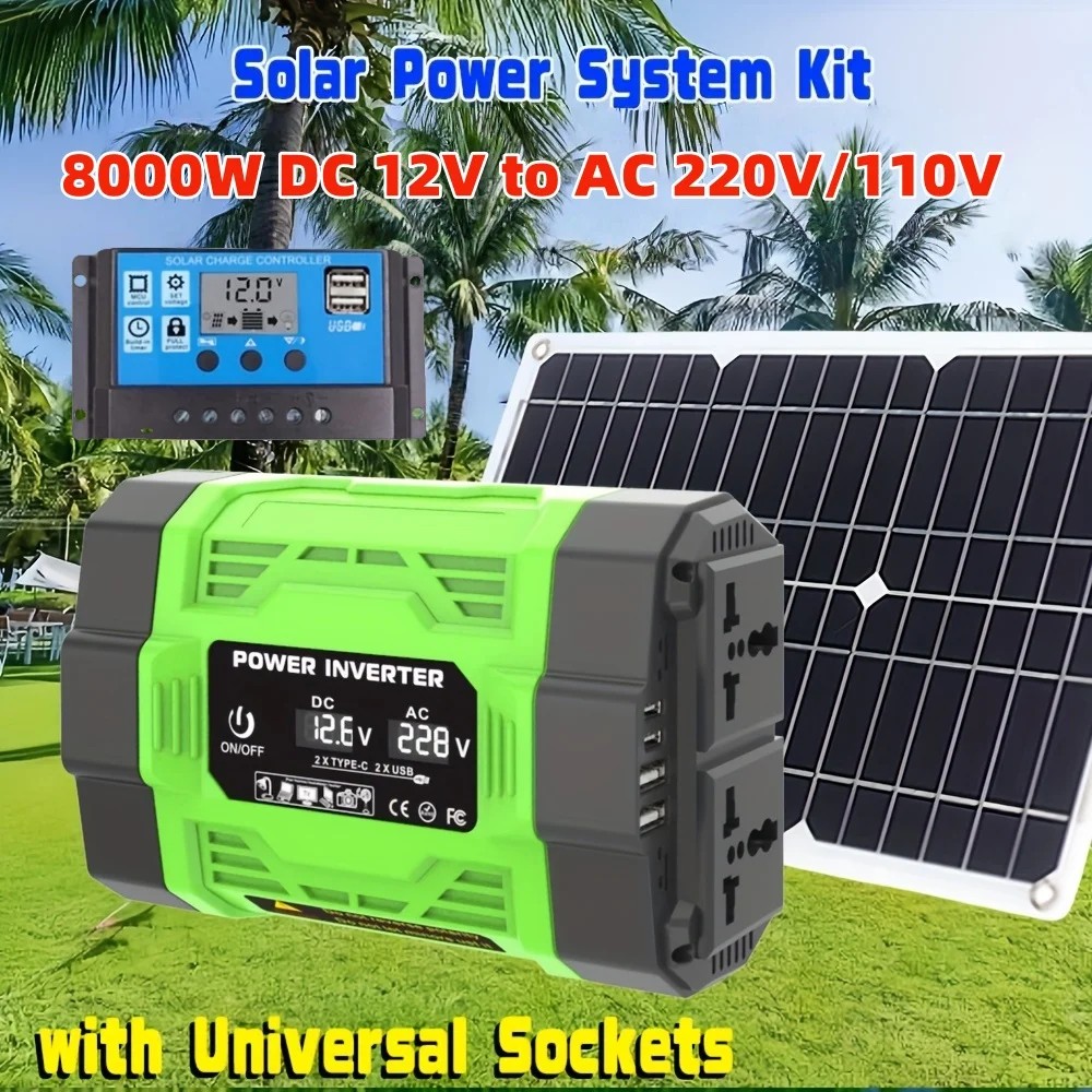 Jual 8000W solar system kit 12V to AC 220V/110V inverter+600W solar ...