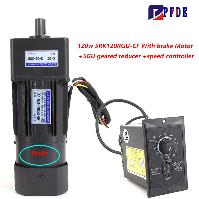 Jual 120W 5Rk120Rgu-Cf With Brake Ac 220V Geared Motor + 5Gu Gearbox ...