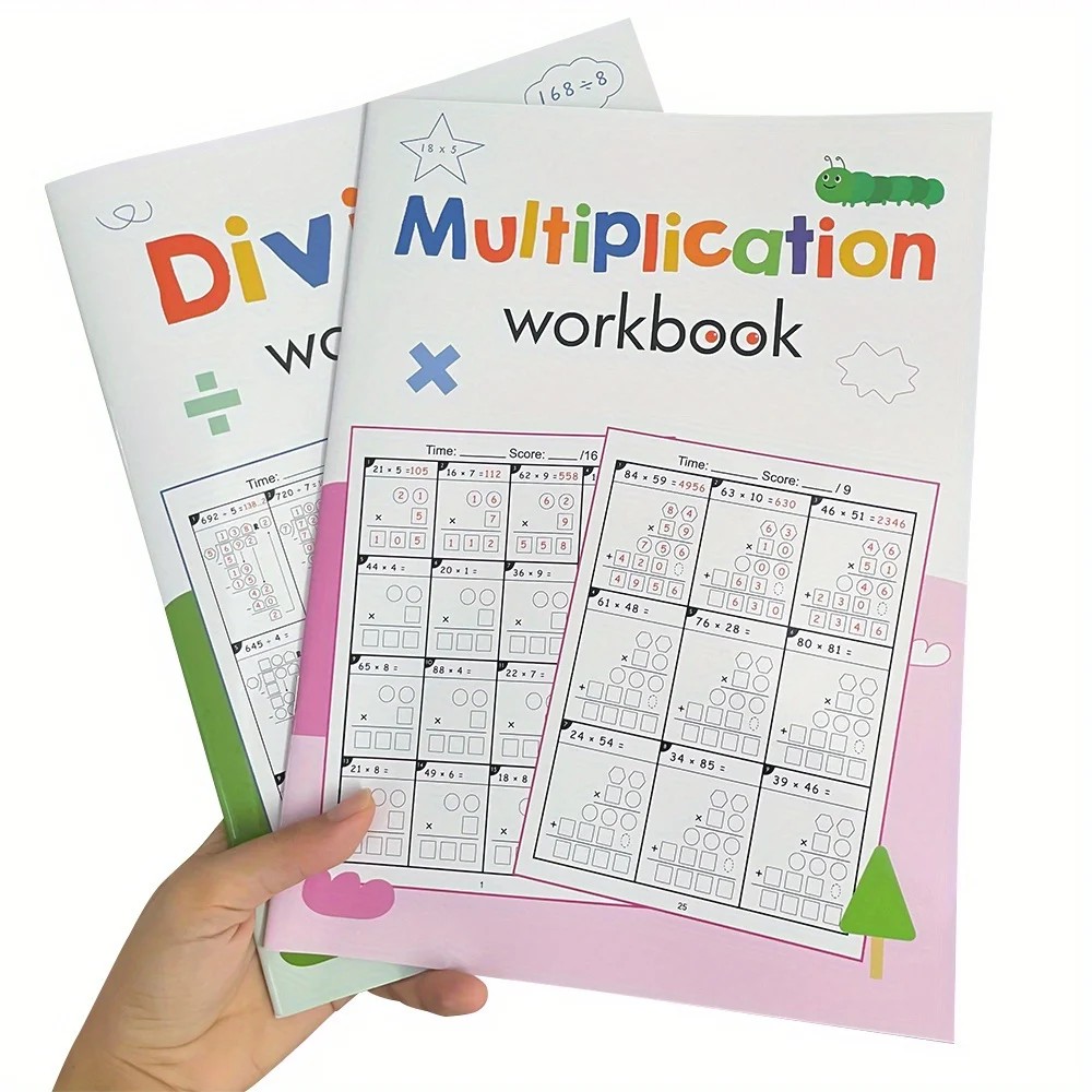 Jual 2 Books Multiplication Division Workbook Math Practice Worksheets ...
