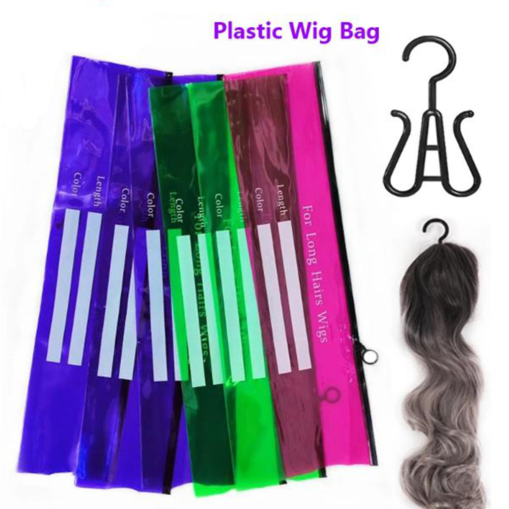 Jual Plastic Wig Storage Bags With Holder Hanger For Multiple Wigs ...