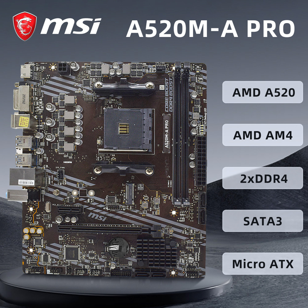 Jual MSI A520M-A PRO Motherboard Supports AMD Ryzen 9 5950X 5900X Ryzen ...