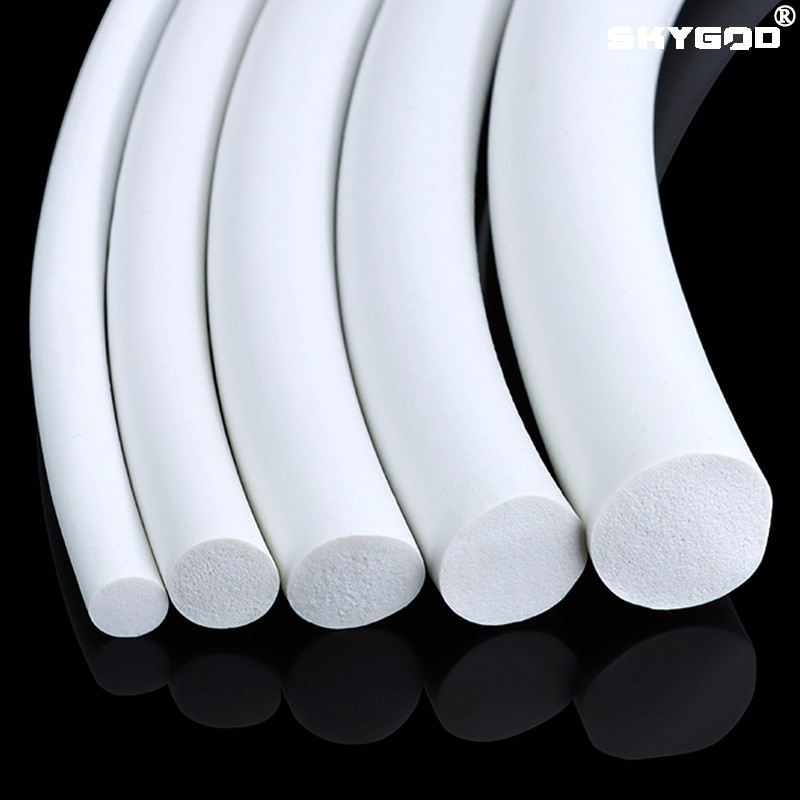 Jual 1/3/5m Silicone Rubber Foamed Strip Round Dia1-25mm White Sponge ...