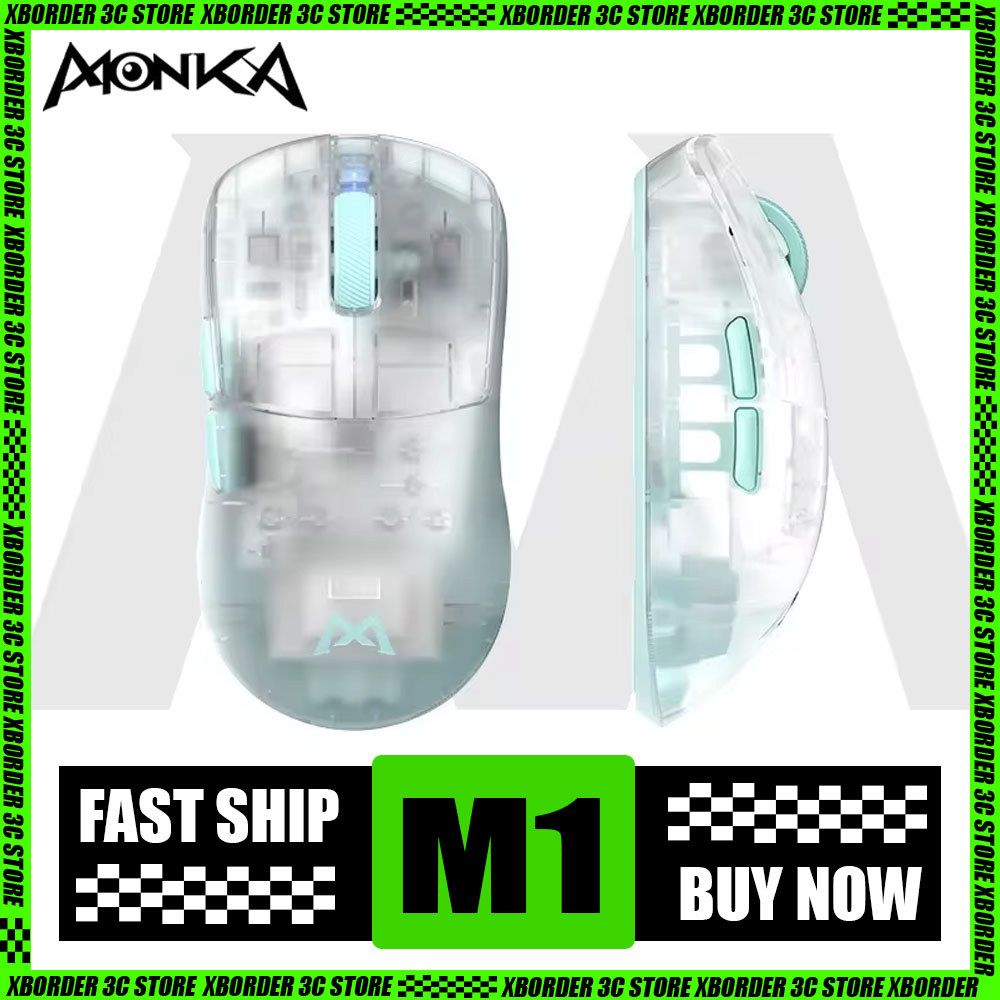 Jual Monka M1 Pro 4k Wireless Mouse Three Mode Paw3395 Light Weight ...