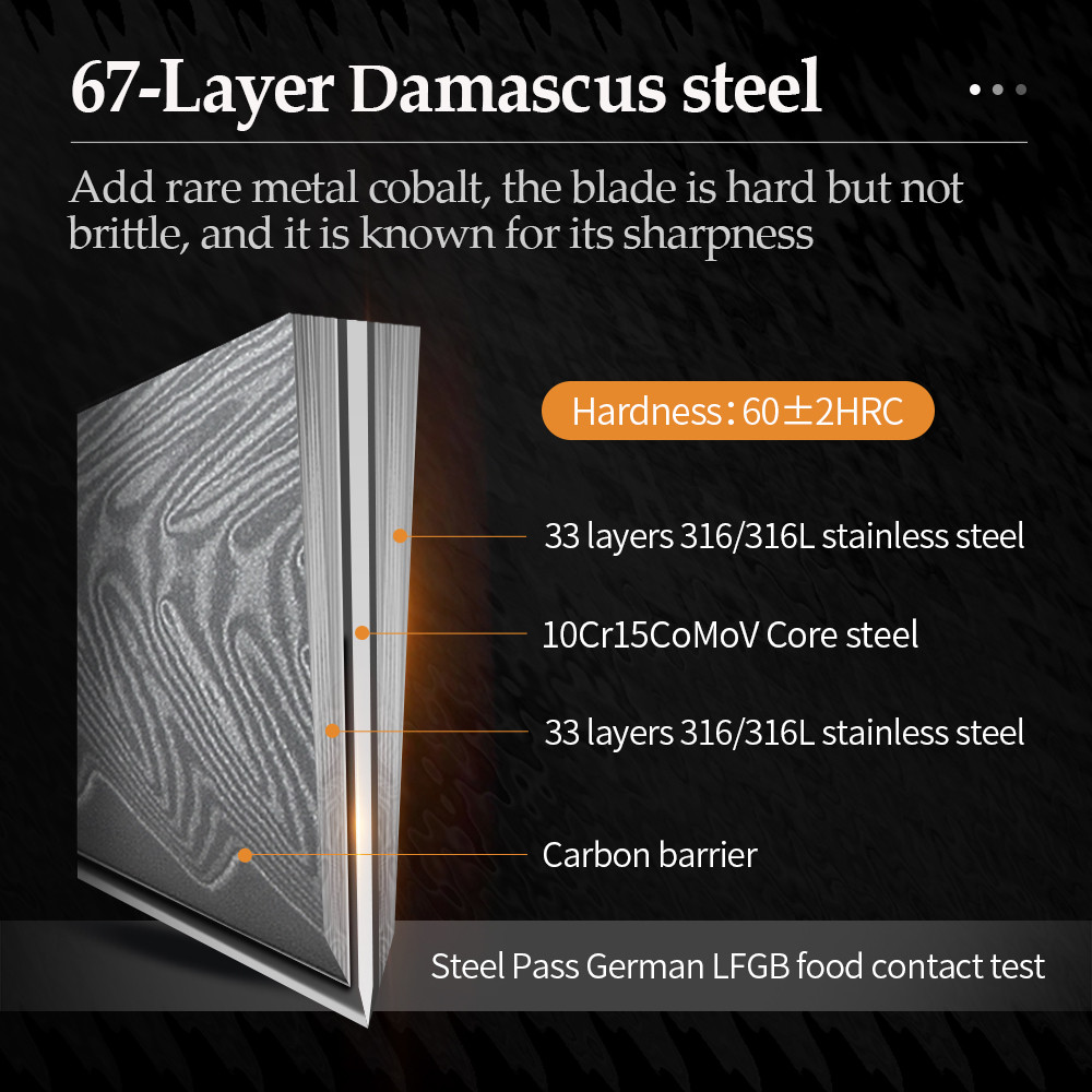 Jual XINZUO 7PCS Kitchen Knives Sets Damascus Steel Chef Knife Sets ...